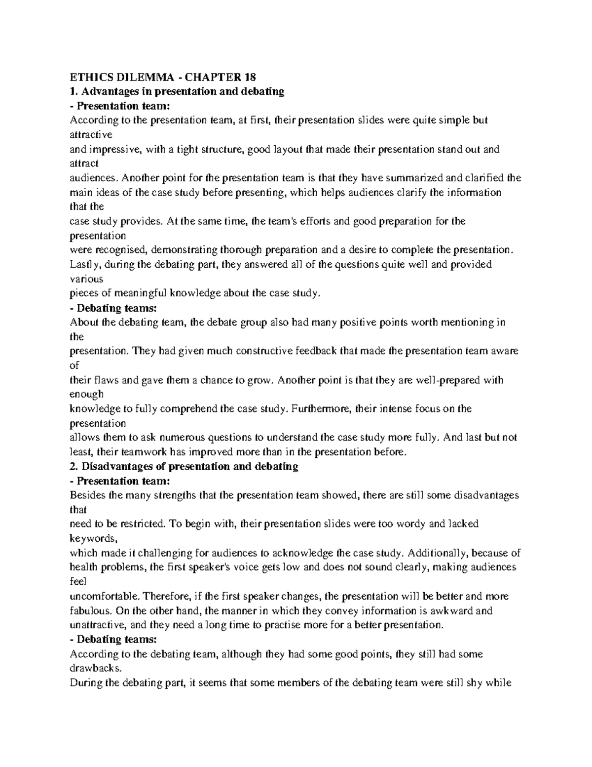 Ethics Dilemma - case reflection - ETHICS DILEMMA - CHAPTER 18 ...