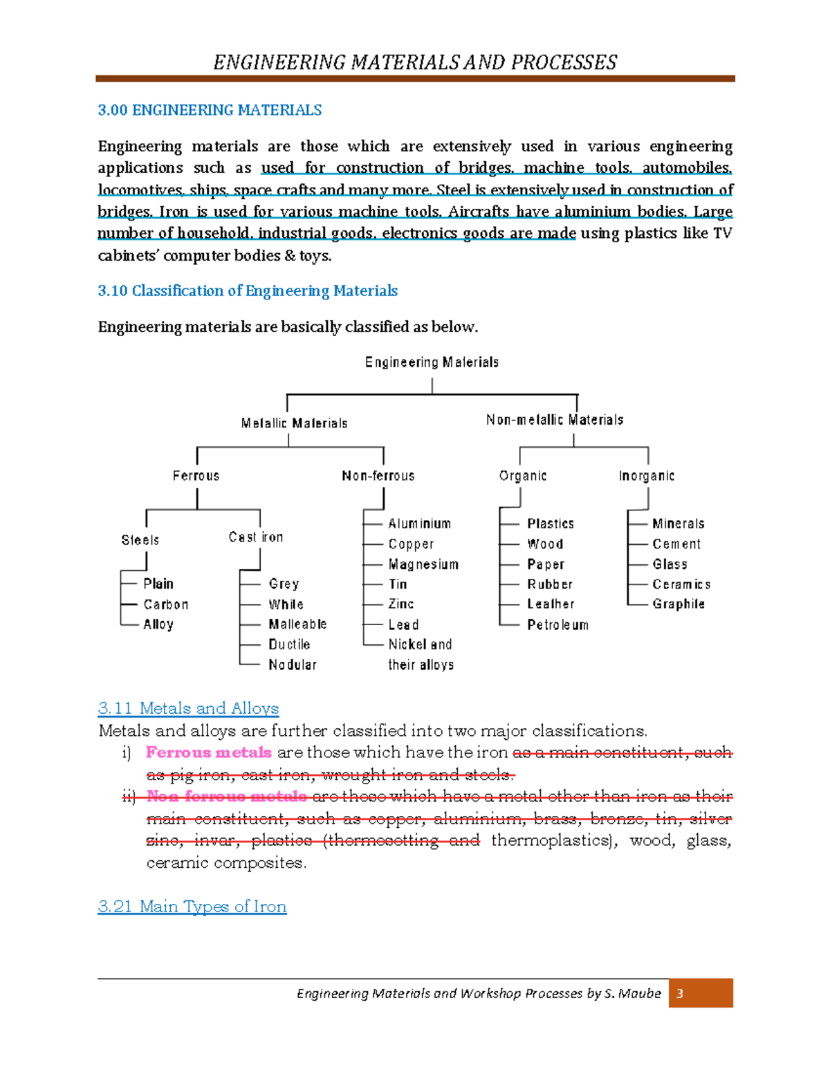 3.0 Engineering Materials AND Processes -2024 (AE-AVI) - 3. 0 0 ...