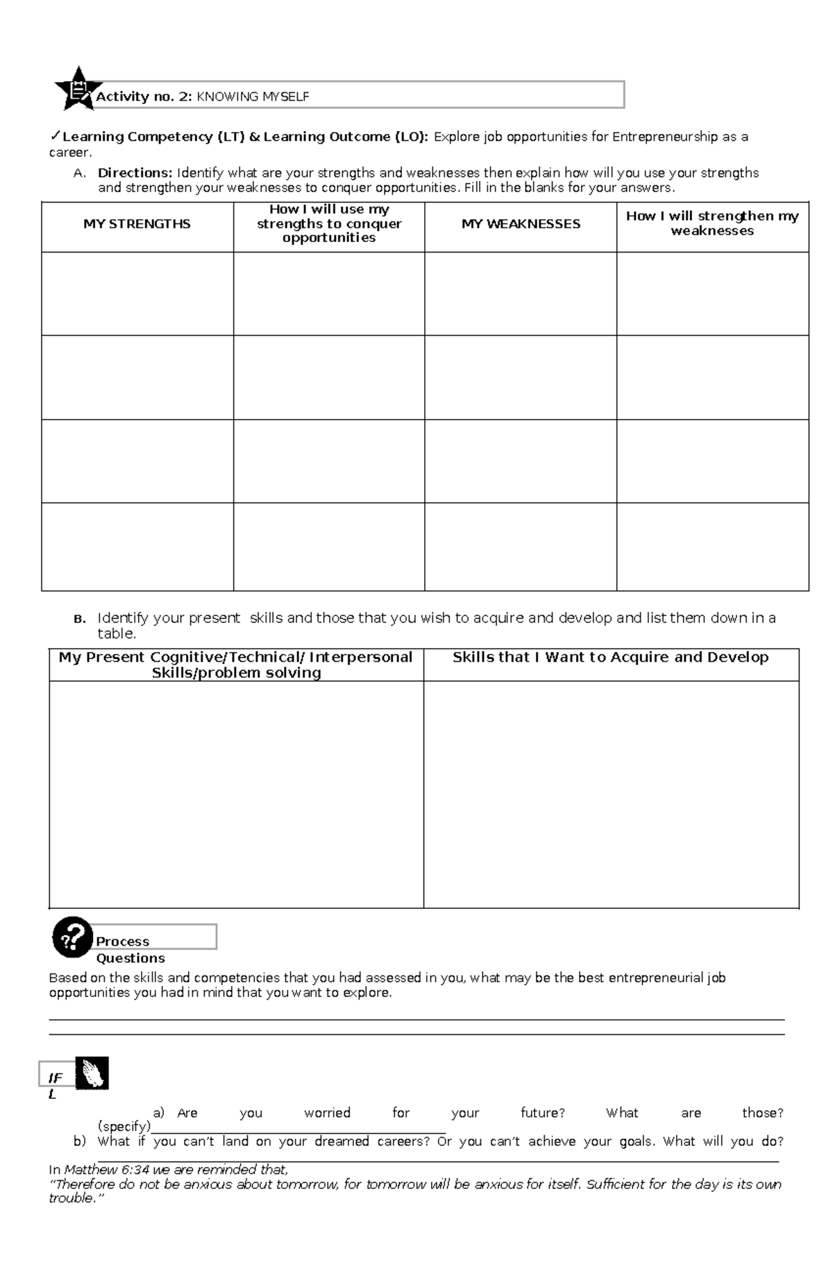 Lesson-2- Activity - Learning Competency (LT) & Learning Outcome (LO ...