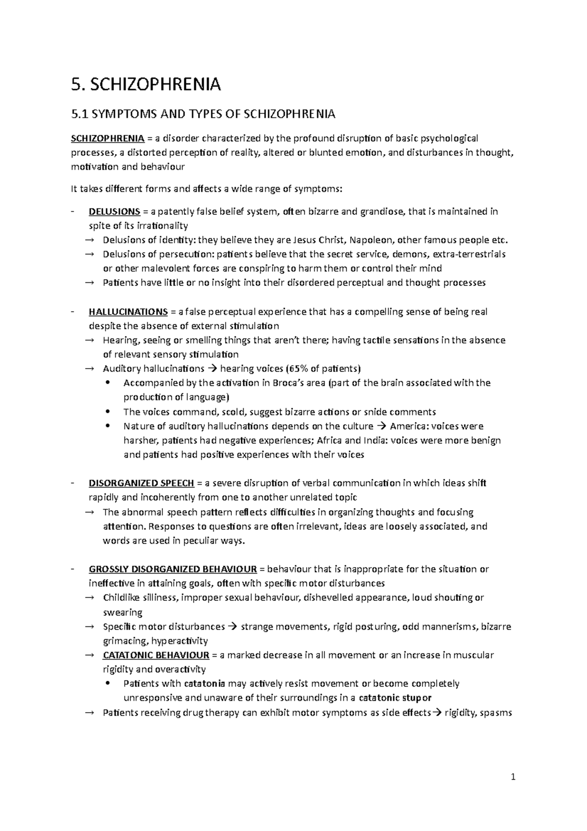 5. Schizophrenia - Lecture notes 5 - PSYU912 - Stirling - Studocu