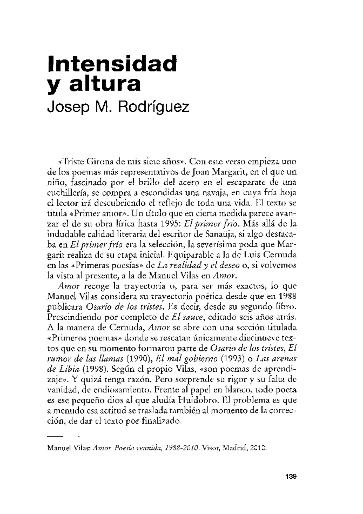 Intensidad y altura resena - Intensidad y altura Josep M. Rodríguez ...