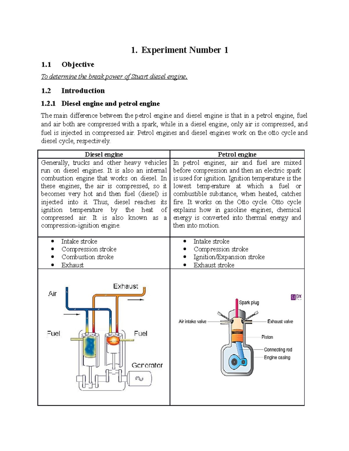 Thermo Lab Report - 1. Experiment Number 1 1 Objective To determine the ...
