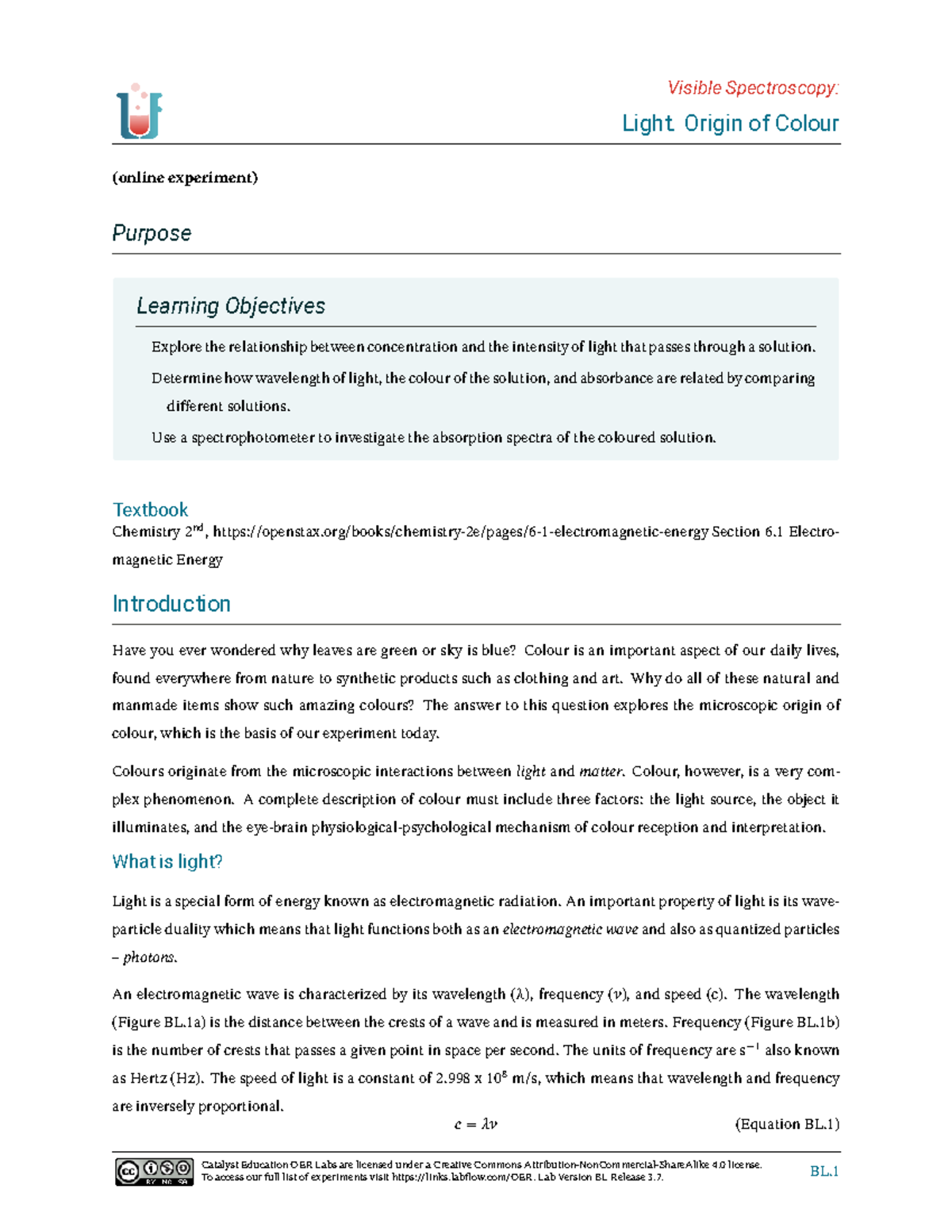 EXP 2 Light - Lab - Visible Spectroscopy: Light. Origin of Colour ...