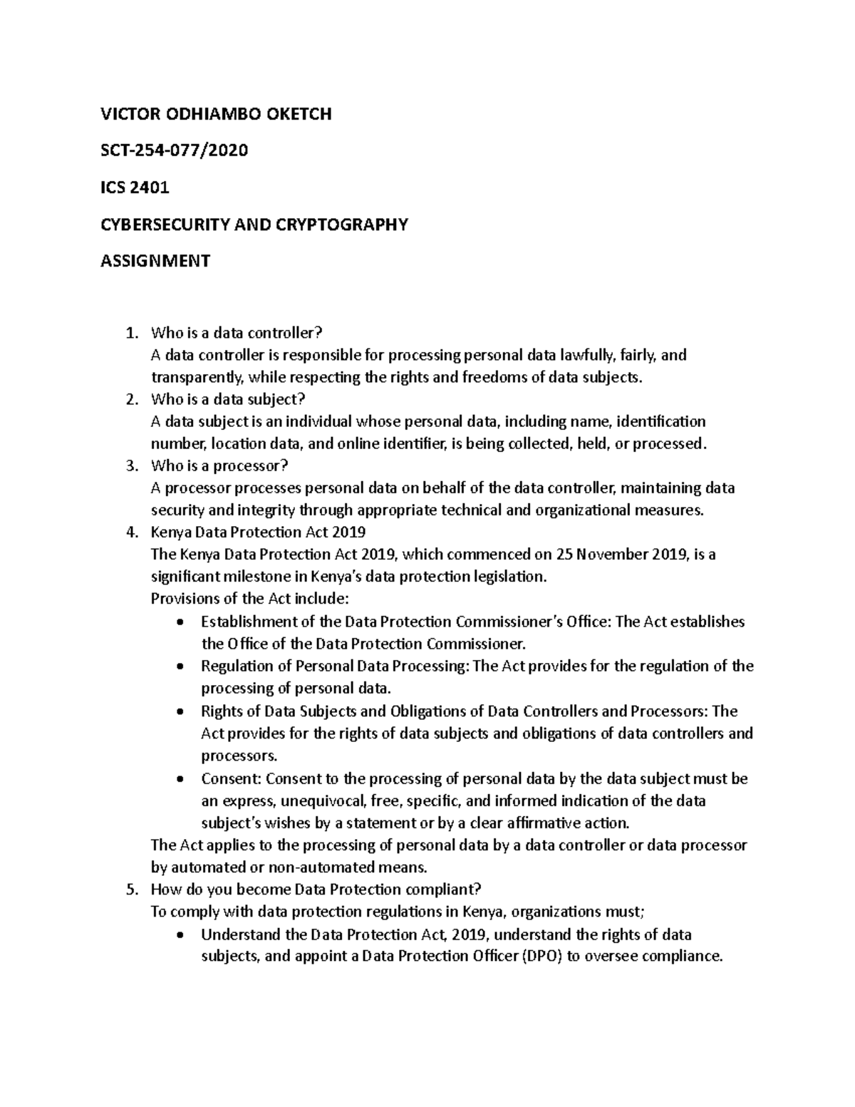 Cyptography and Cybersecurity Assignment - VICTOR ODHIAMBO OKETCH SCT ...