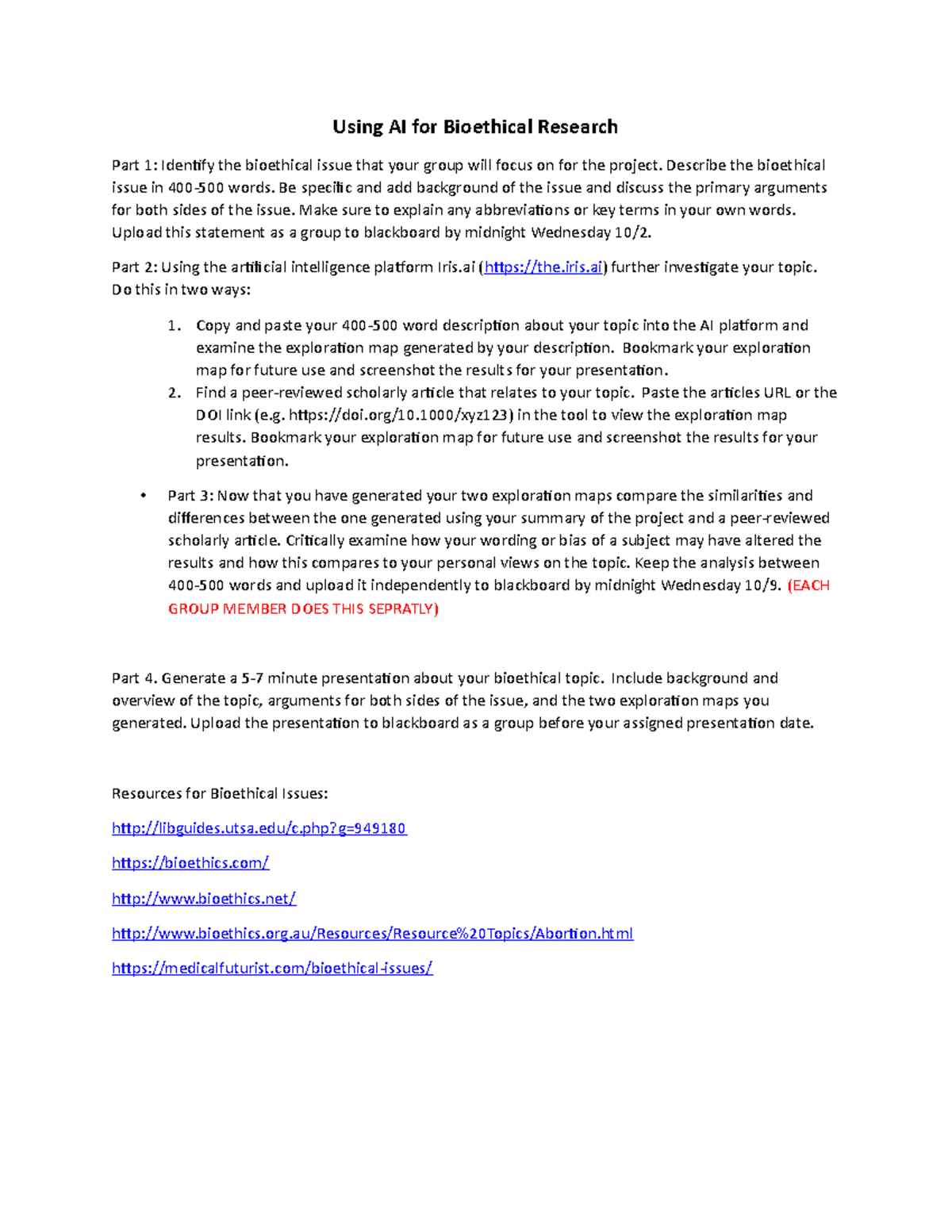 Using AI for Bioethical Research - Describe the bioethical issue in 400 ...