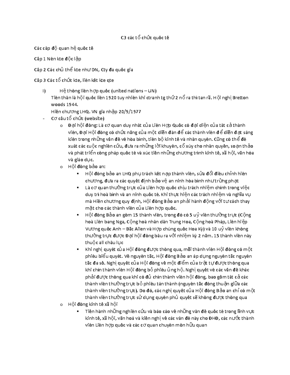 C3 các tổ chức quốc tế - hope - C3 các t ổ ch ức quốốc tếố Các cấốp đ ộ ...
