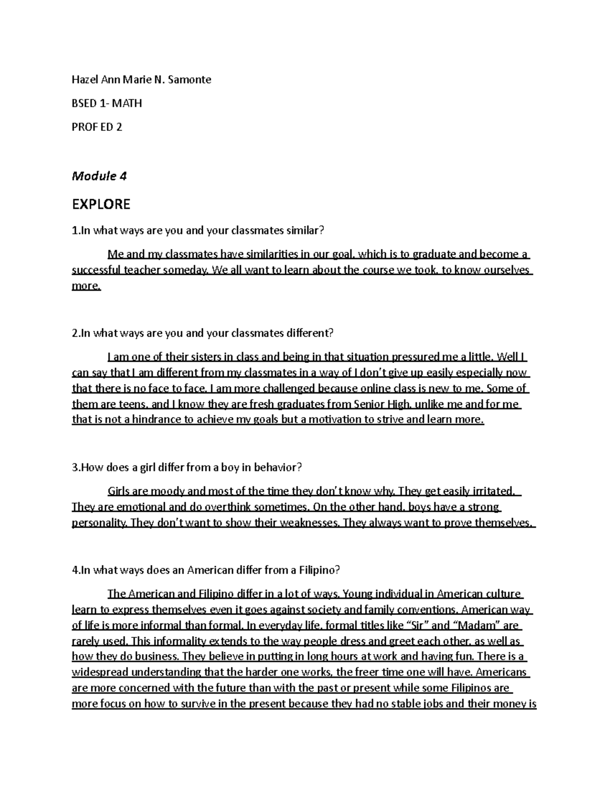 PROF ED 2 - Sept 11 print - Assignment - Hazel Ann Marie N. Samonte BSED 1- MATH PROF ED 2 ...