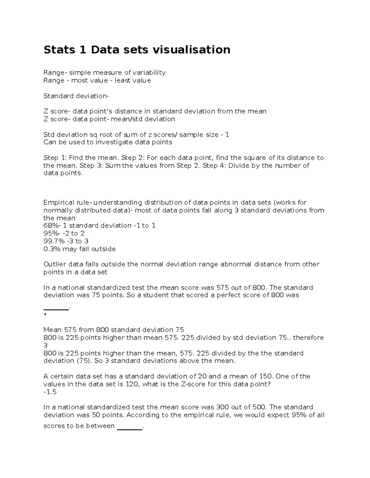 Stats 1 Data sets visualisation - Stats 1 Data sets visualisation Range ...