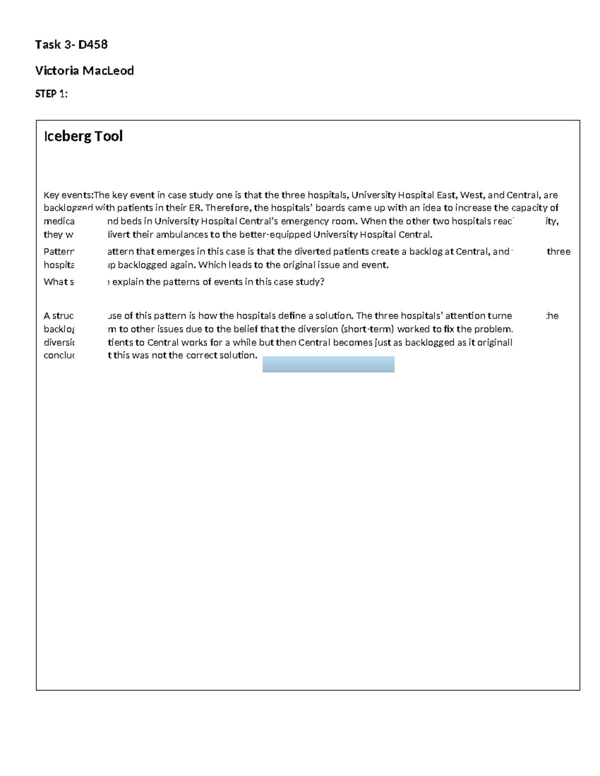 Task 3-D458 - task 3 for d458 - Task 3- D Victoria MacLeod STEP 1 ...