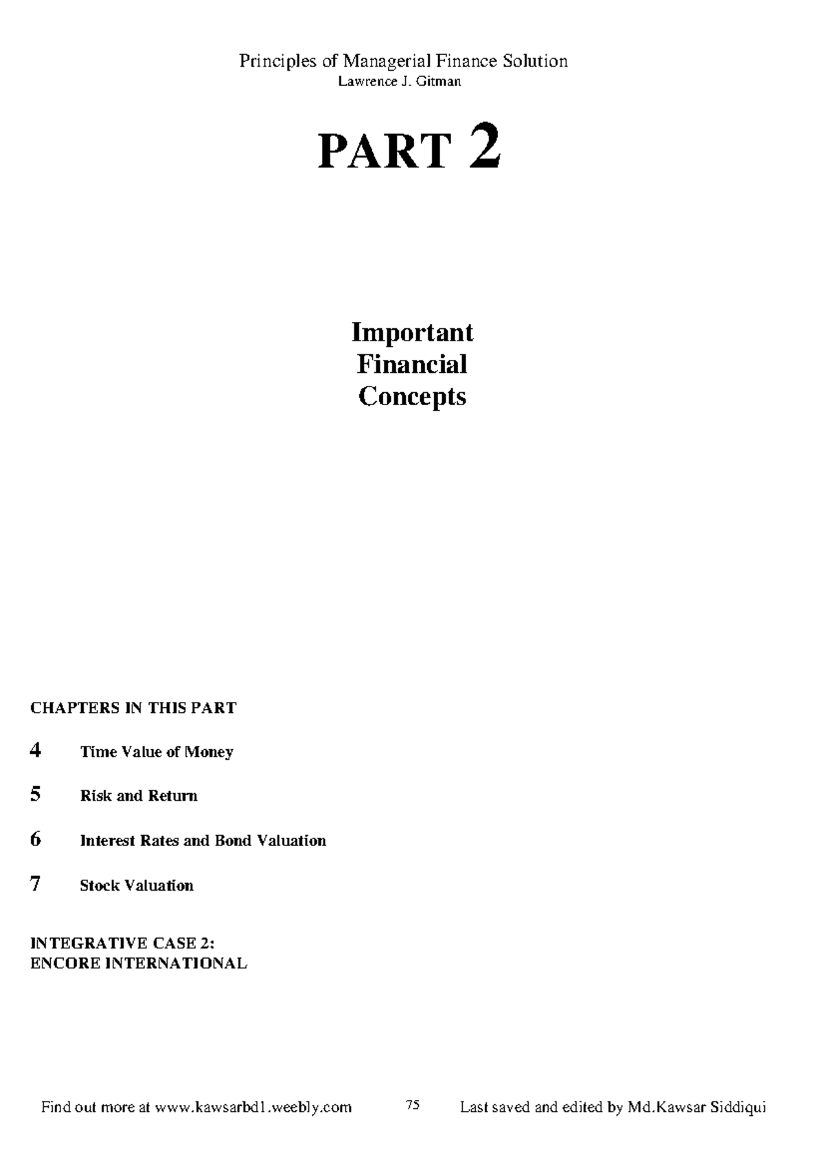 Chapter 4 - Gitman book solution - Principles of Managerial Finance ...