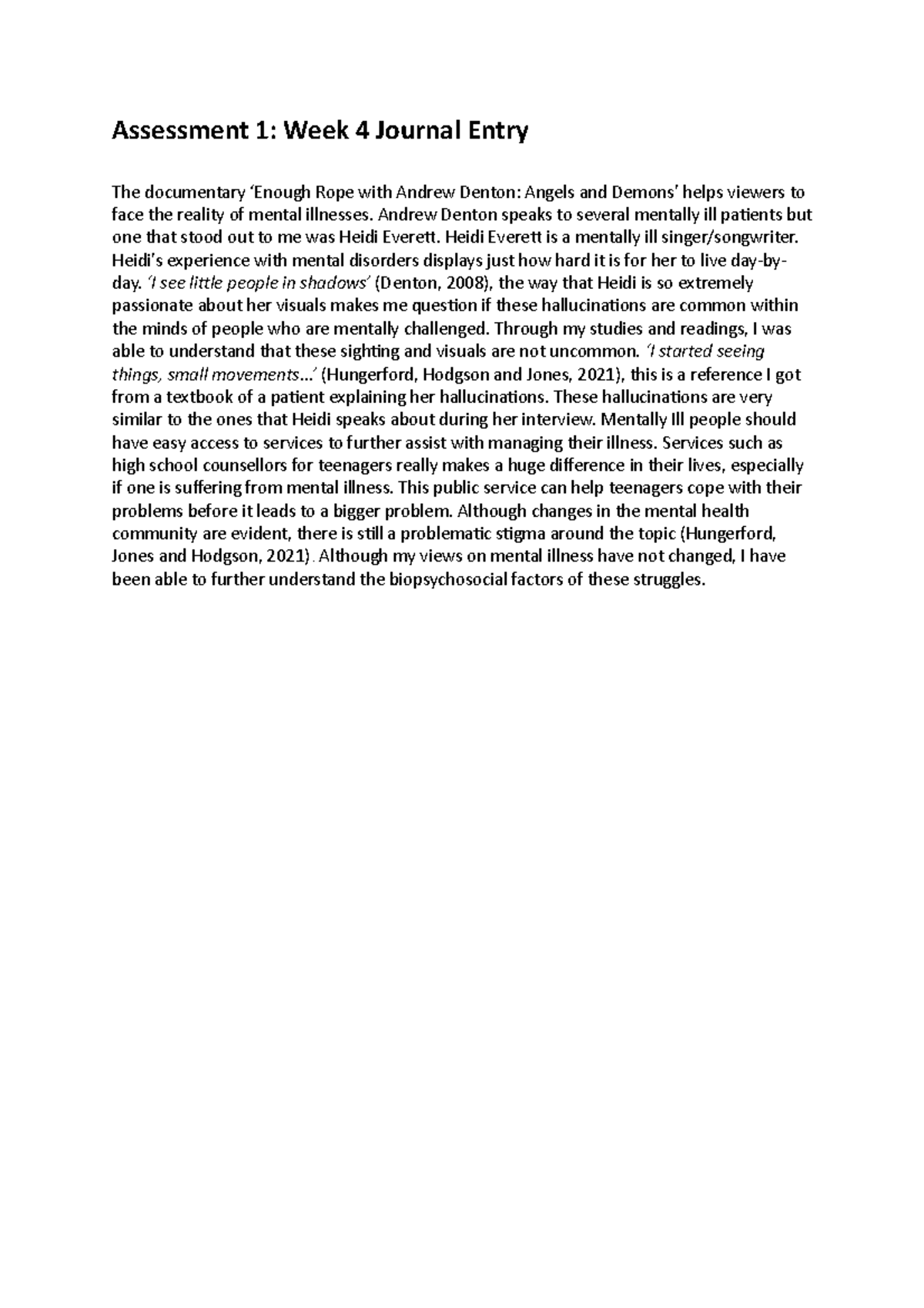 Angels and demons - journal entry week 4 - Assessment 1: Week 4 Journal ...