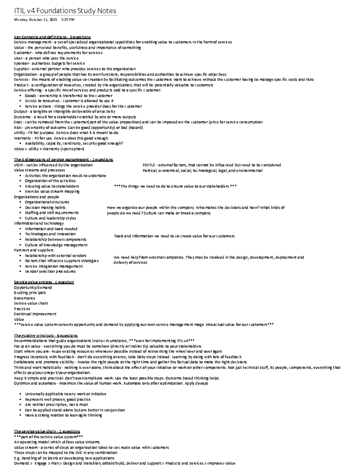 Michael @ Western Governors University - ITIL v4 Foundations Study ...