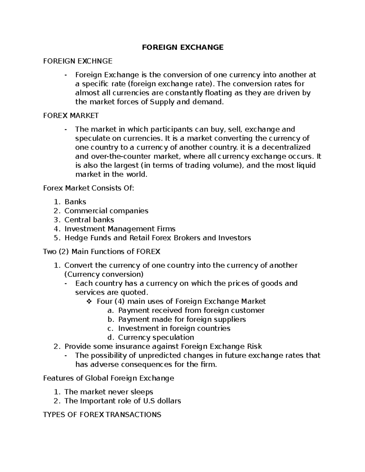 Foreign- Exchange- Market - FOREIGN EXCHANGE FOREIGN EXCHNGE - Foreign ...