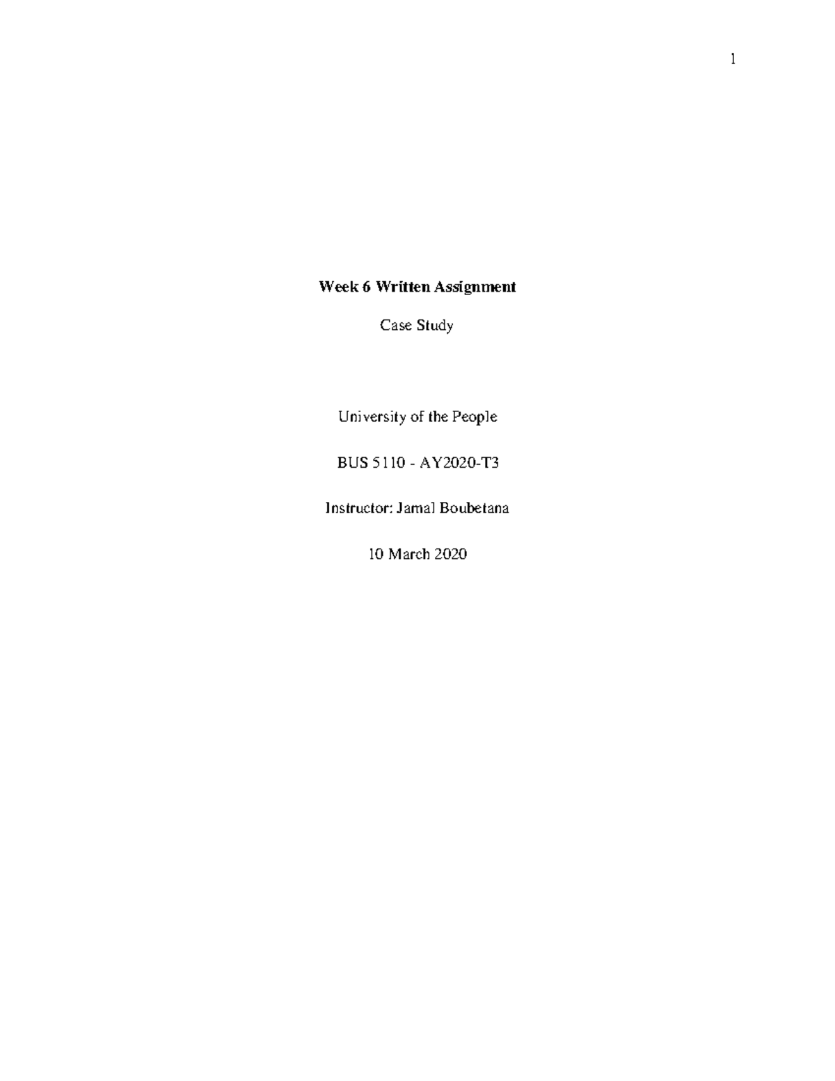 Week 6 Written Assignment - 87% - Week 6 Written Assignment Case Study ...