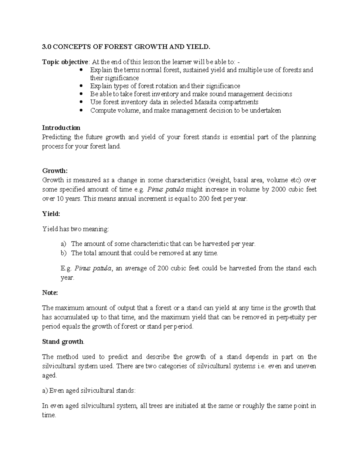 3. Forest management - Enjoyable - 3 CONCEPTS OF FOREST GROWTH AND ...