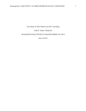 DDS Consulting Case Study - Karen Platt Organizational Development and Change University of ...