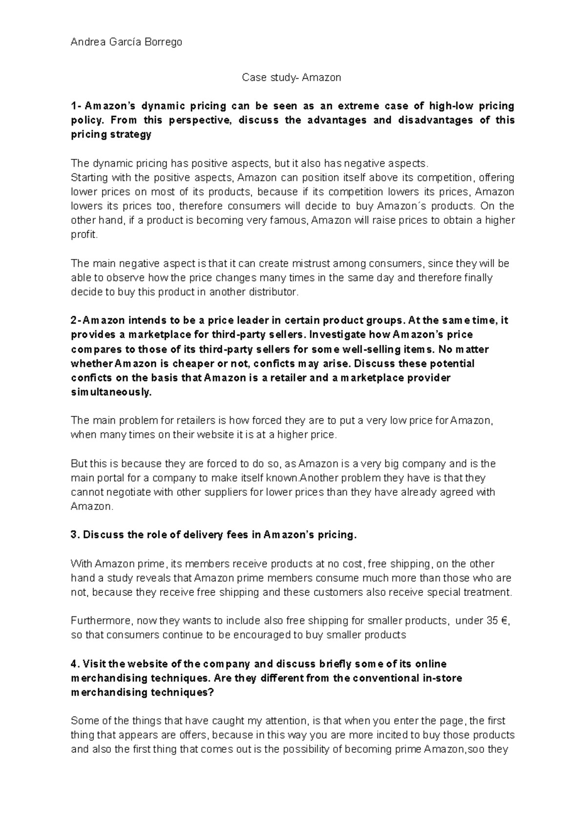 Case study- Amazon - sobre marketing - Andrea García Borrego Case study ...