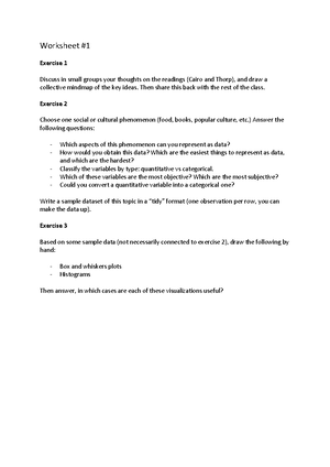 Tutorial #2 (worksheet) - Tutorial 2 Exercise 1 Consider each figure ...