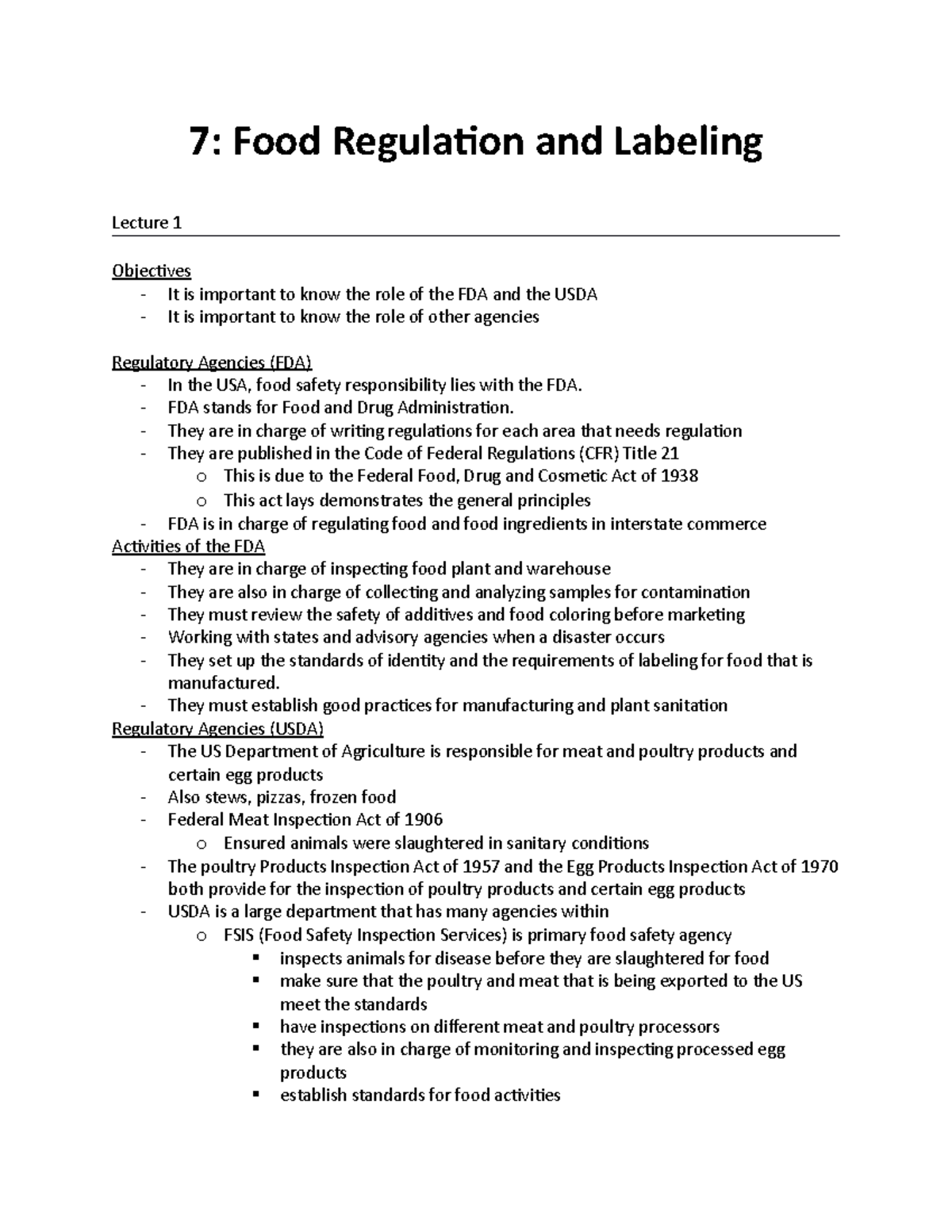 7- Food Regulation and Labeling - 7: Food Regulation and Labeling ...
