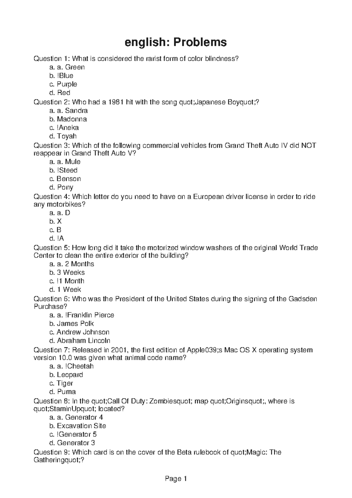 English Analysis 1 - english: Problems Question 1: What is considered ...