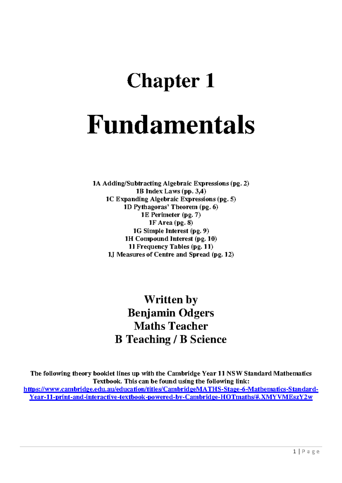 Fundamentals Notes – Chapter 1 - Chapter 1 Fundamentals 1A Adding ...
