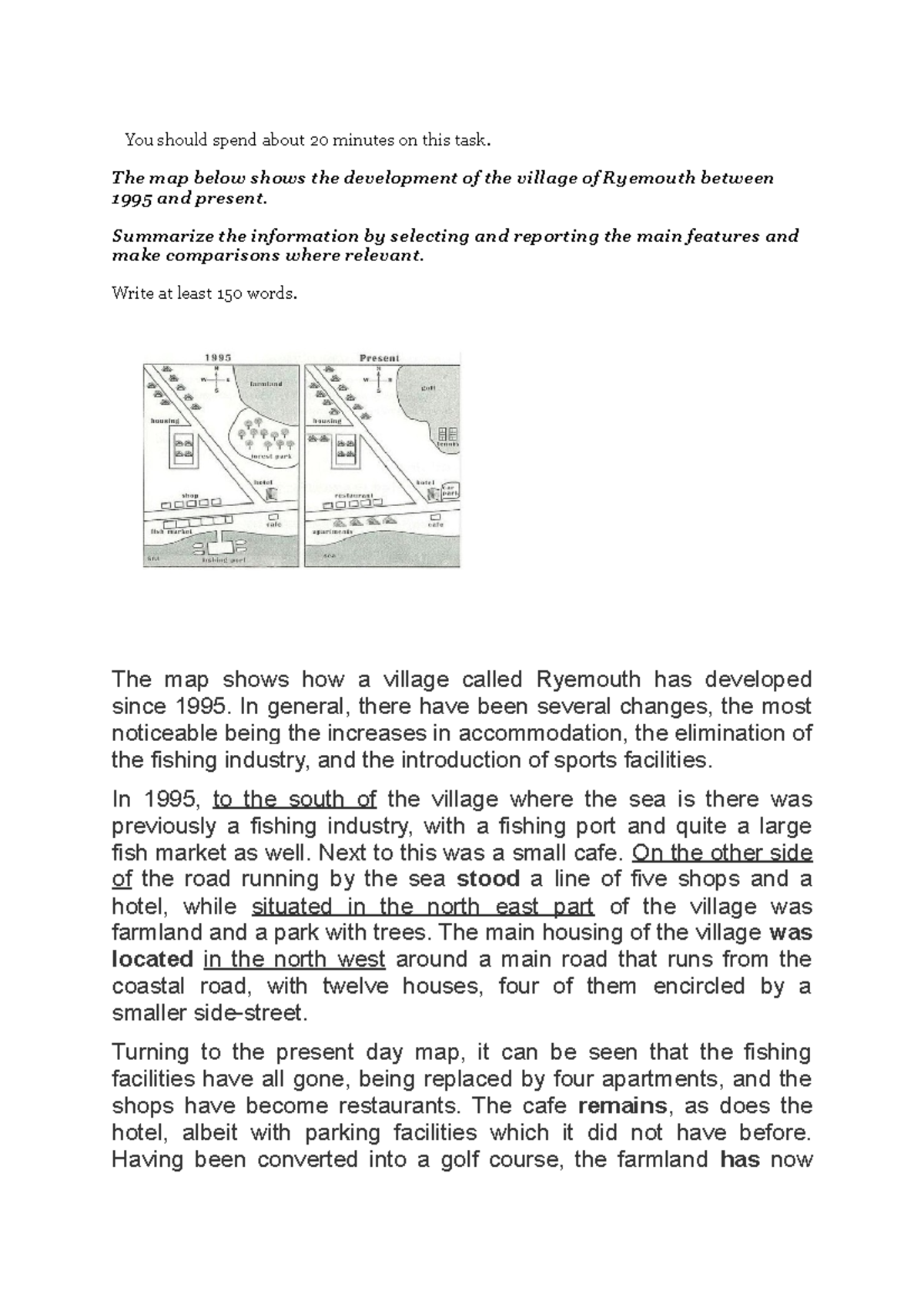 Discussion - Maps - IELTS WRITING MODEL - You should spend about 20 ...