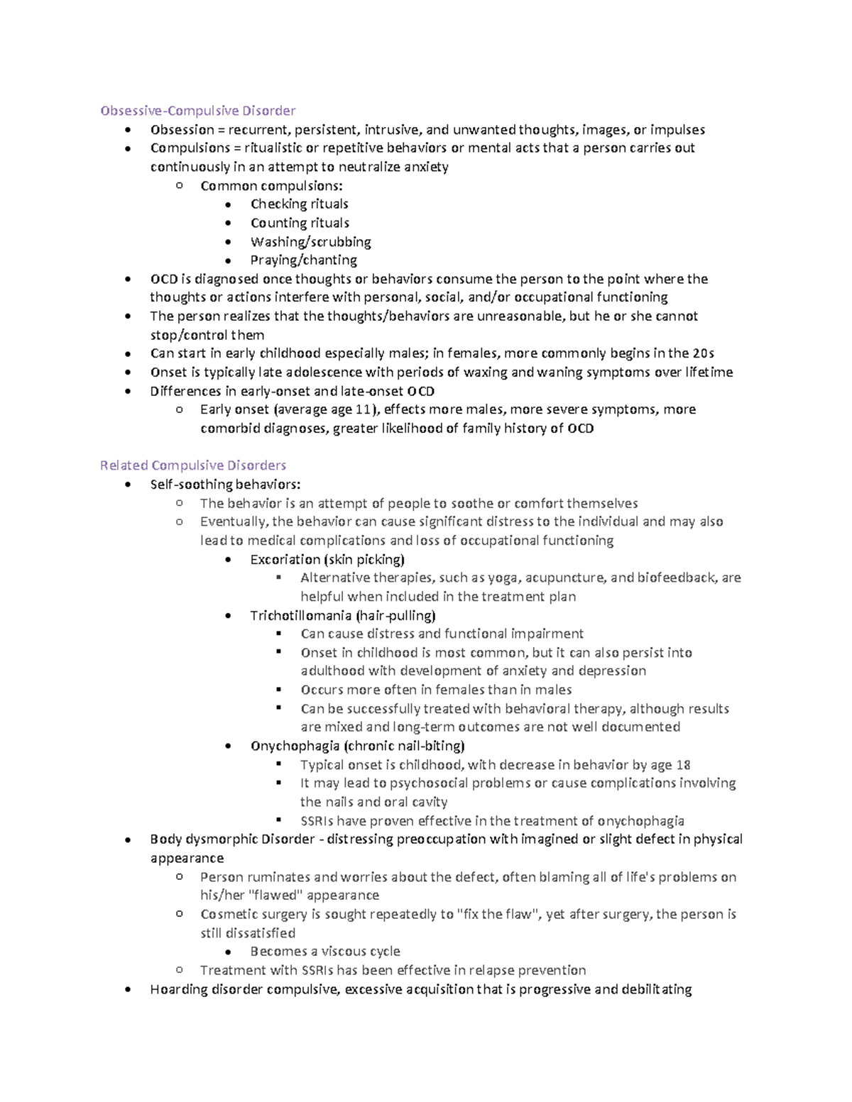 Ch 15- Obsessive Compulsive and Related Disorders - Obsessive ...