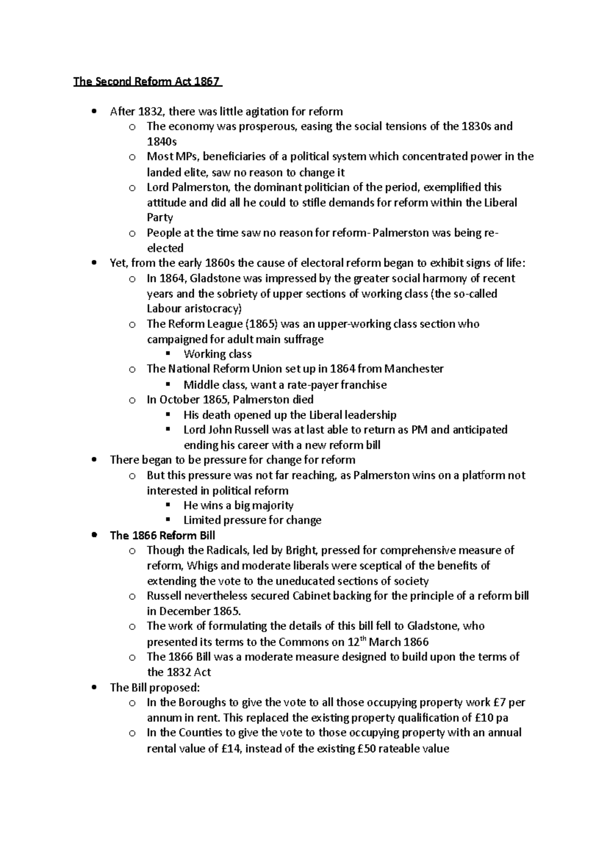 The Second Reform Act 1867 - The Second Reform Act 1867 After 1832 ...