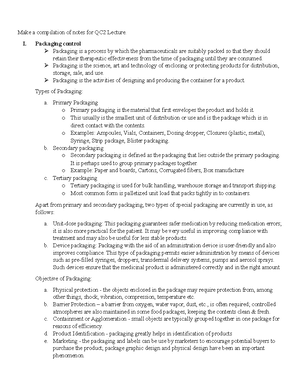 QC2 Notes (Mass Spectrometry) - Quality Control 2 - Studocu