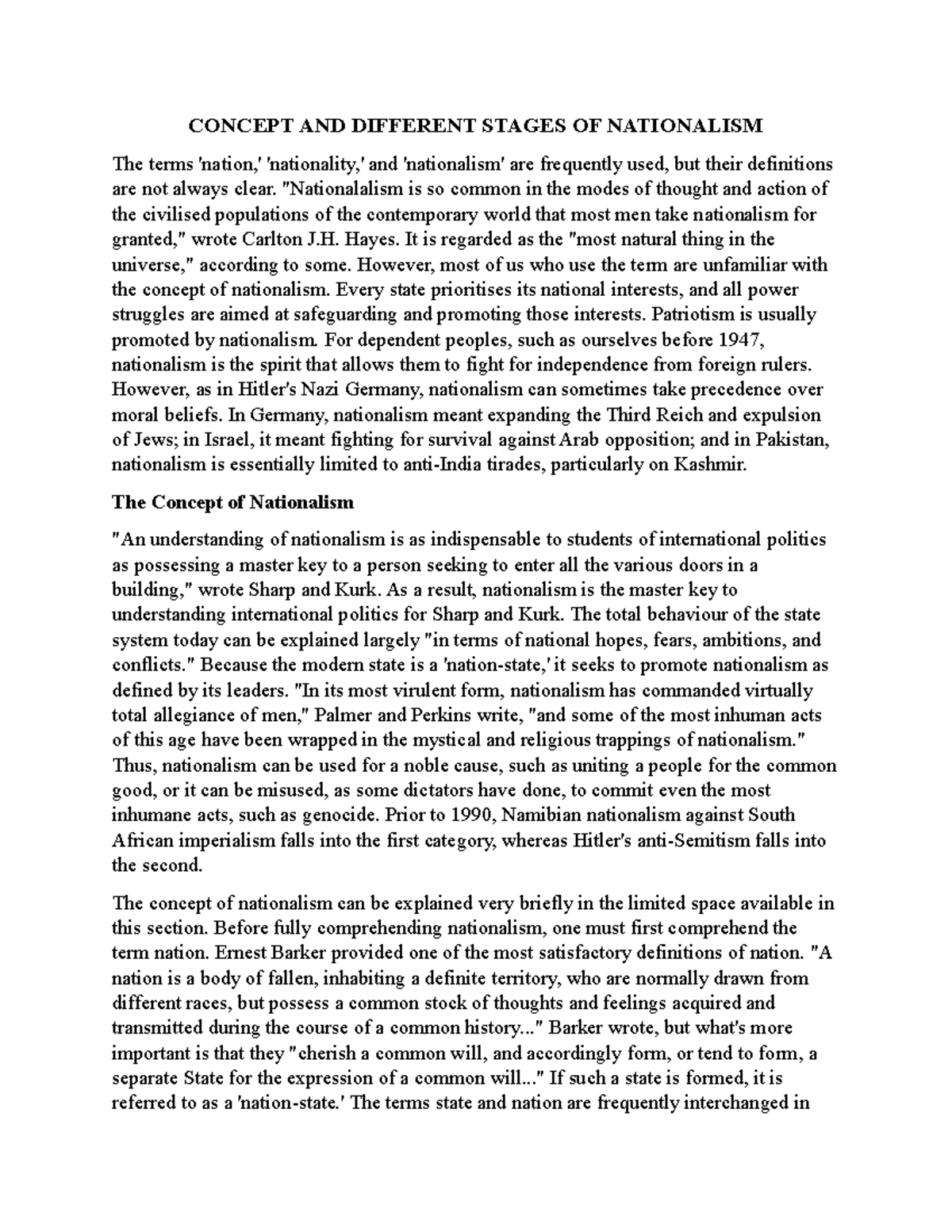 Concept And Different Stages Of Nationalism - CONCEPT AND DIFFERENT ...