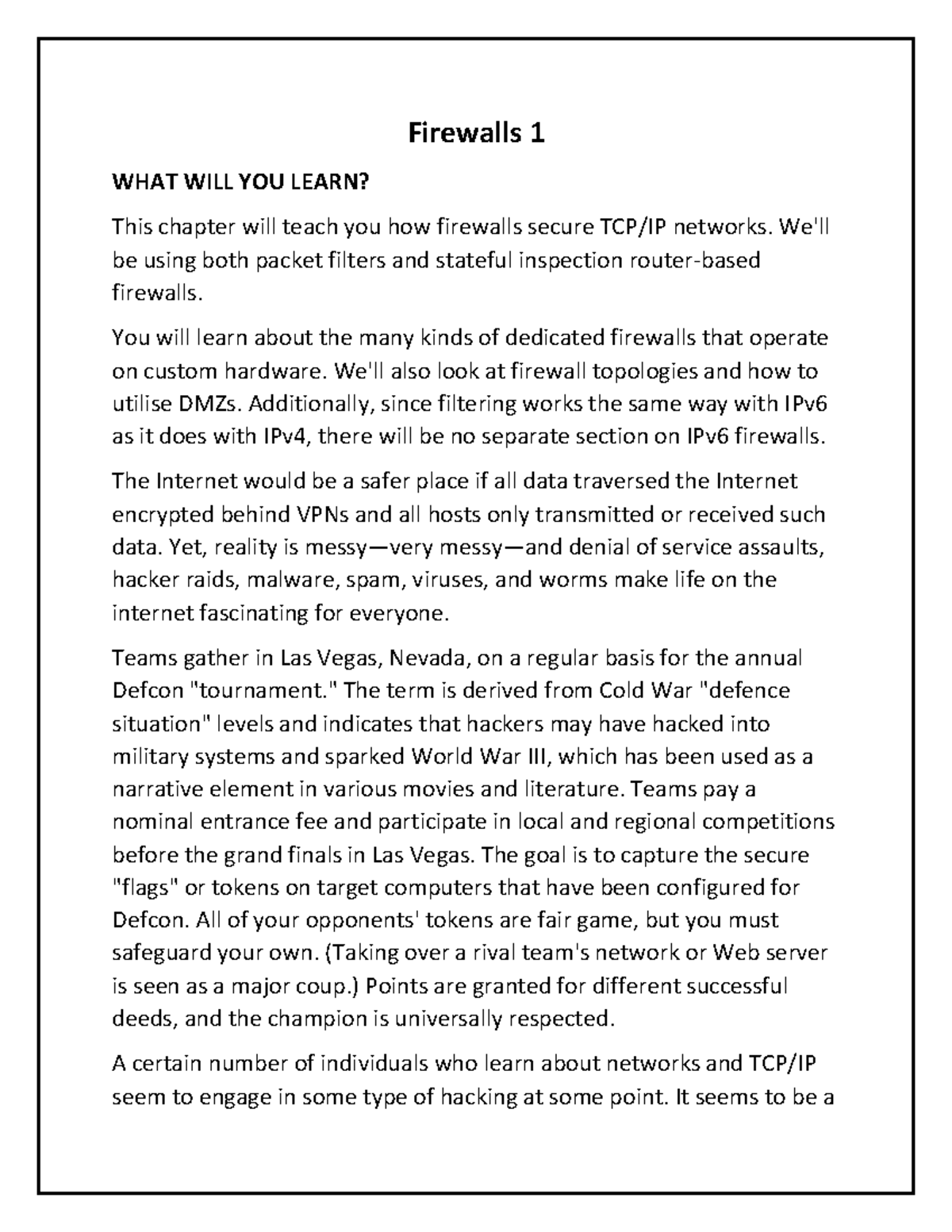 Firewalls 1 - Firewalls 1 WHAT WILL YOU LEARN? This chapter will teach ...