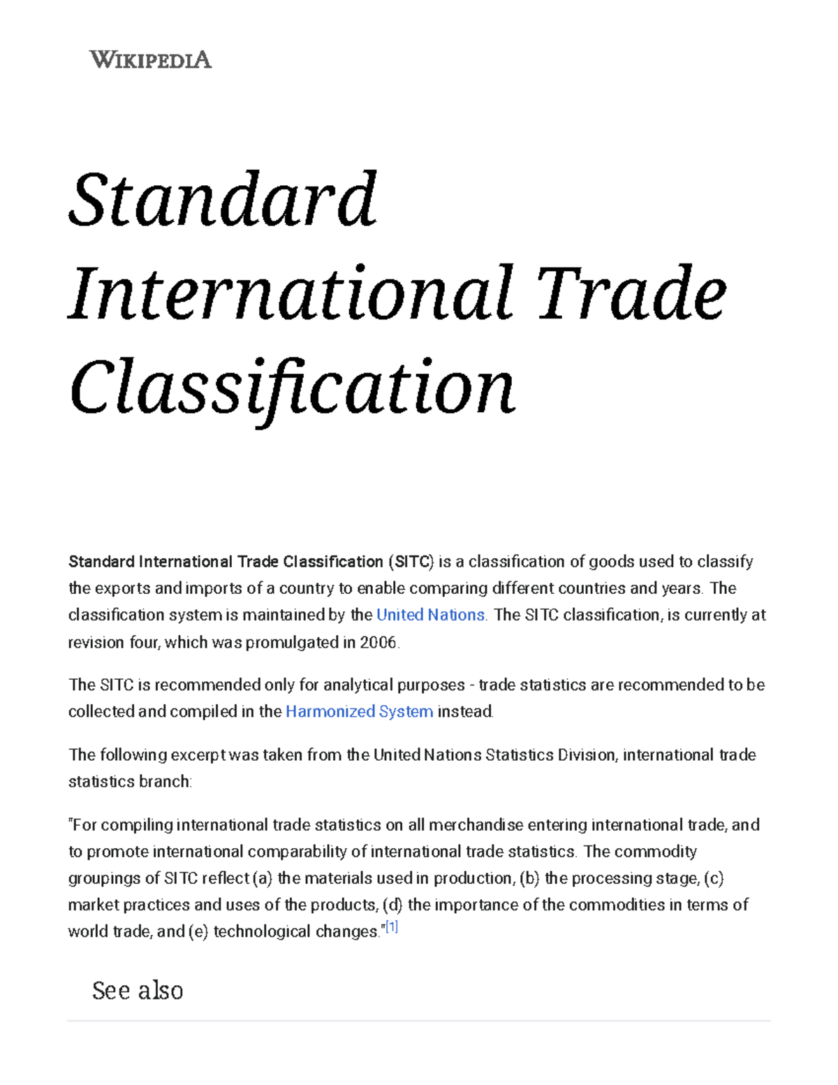 Standard International Trade Classification - Wikipedia - Standard ...