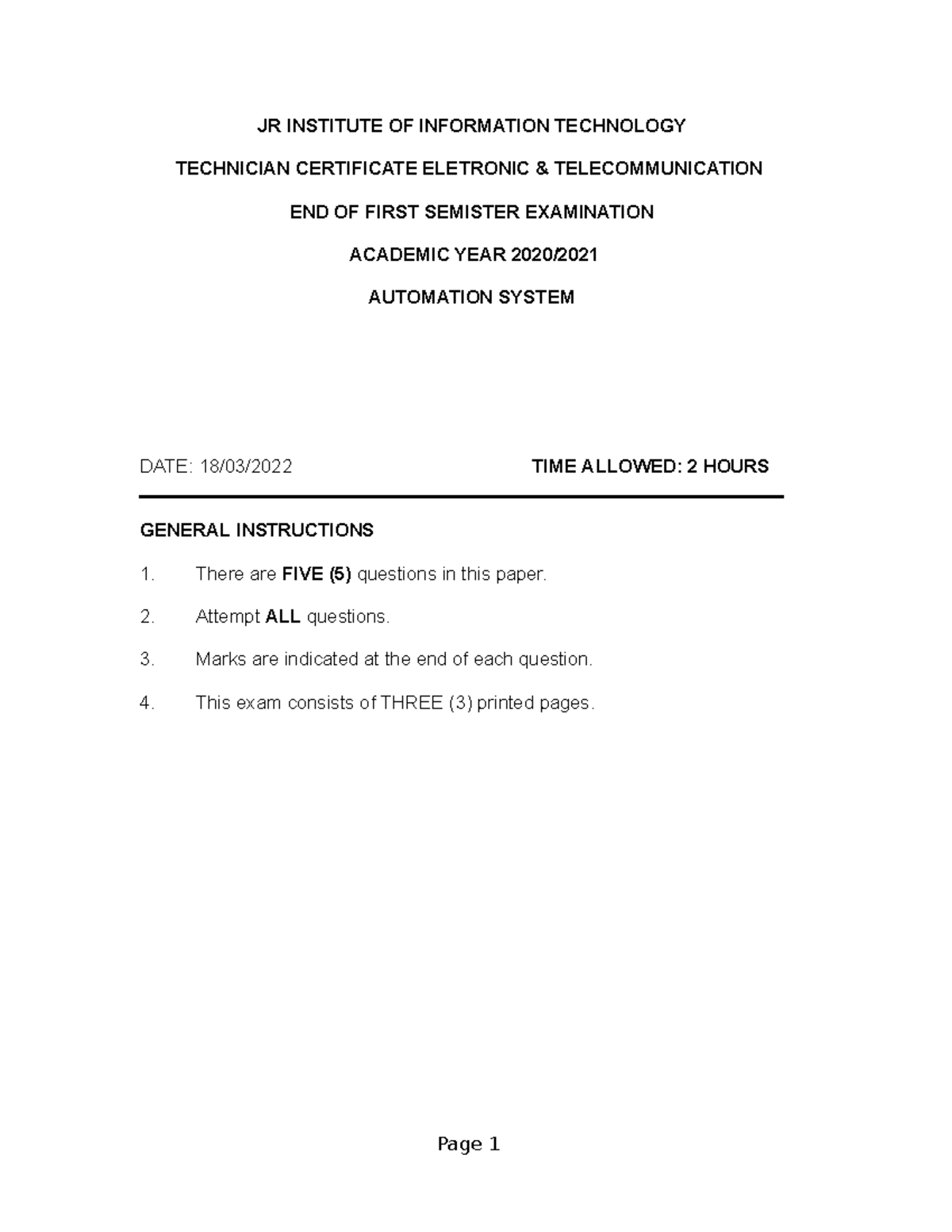 Industrial - JR INSTITUTE OF INFORMATION TECHNOLOGY TECHNICIAN ...