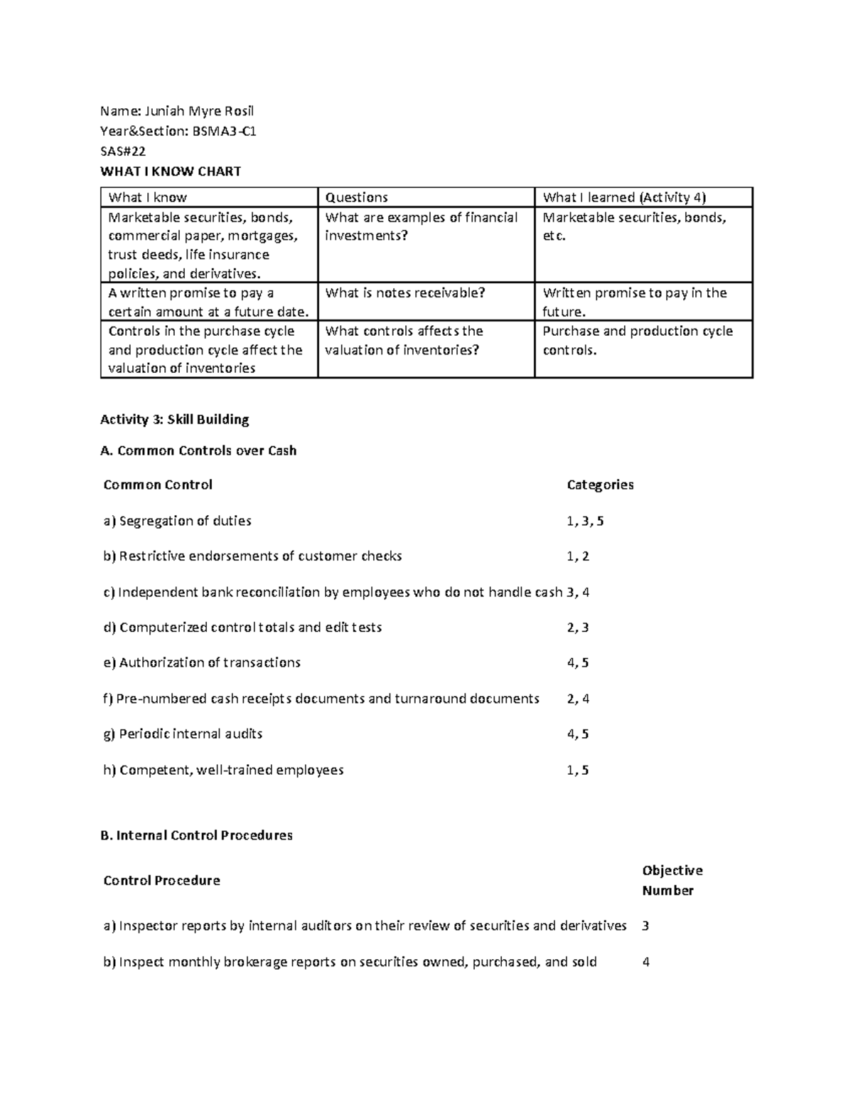 ACC 112 SAS#22 - notes - Name: Juniah Myre Rosil Year&Section: BSMA3-C ...