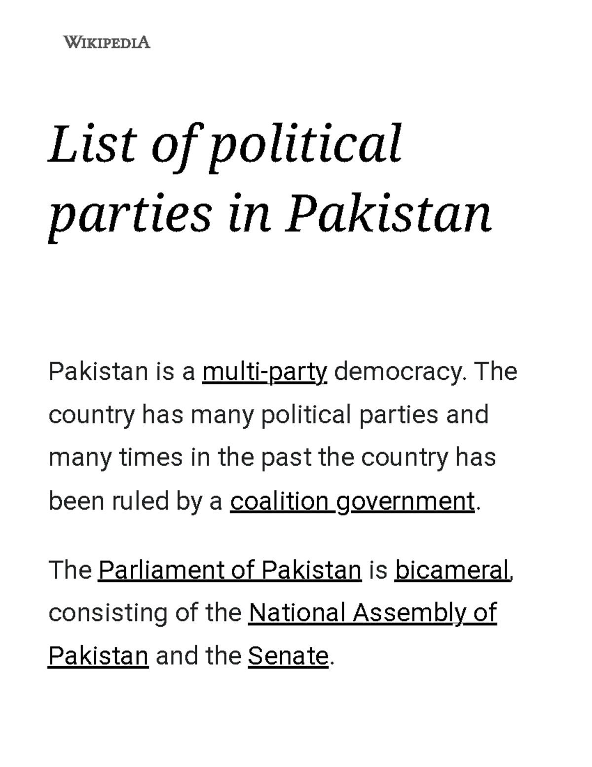 List of political parties in Pakistan - Wikipedia - List of political ...