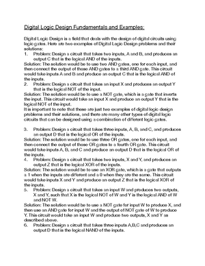 Digital Logic Designs Concept Homework - EE 2501 - Digital Logic Design ...