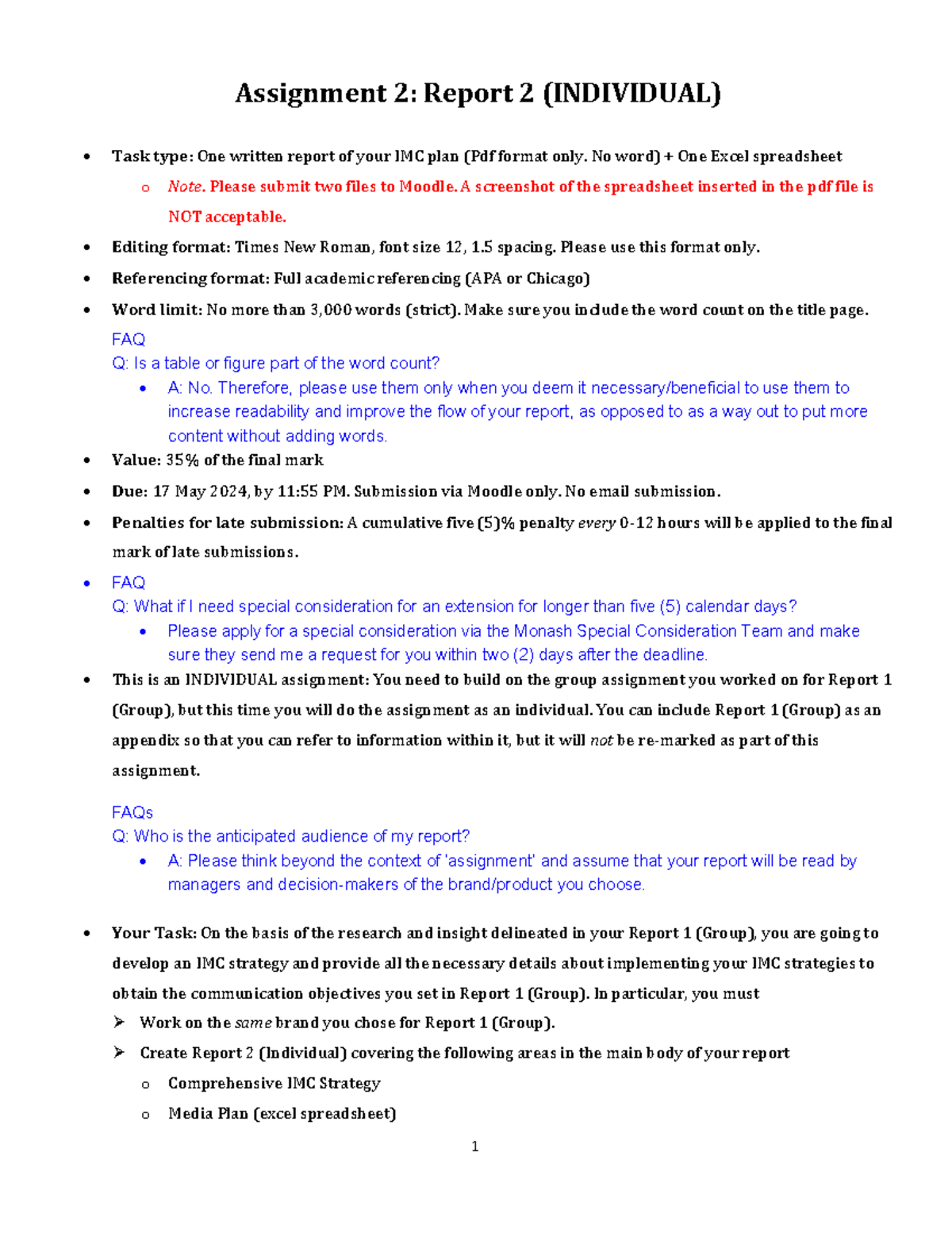 Assignment 2 instructions 2024 sem 1 - Assignment 2 : Report 2 (INDIVIDUAL) Task type: One ...