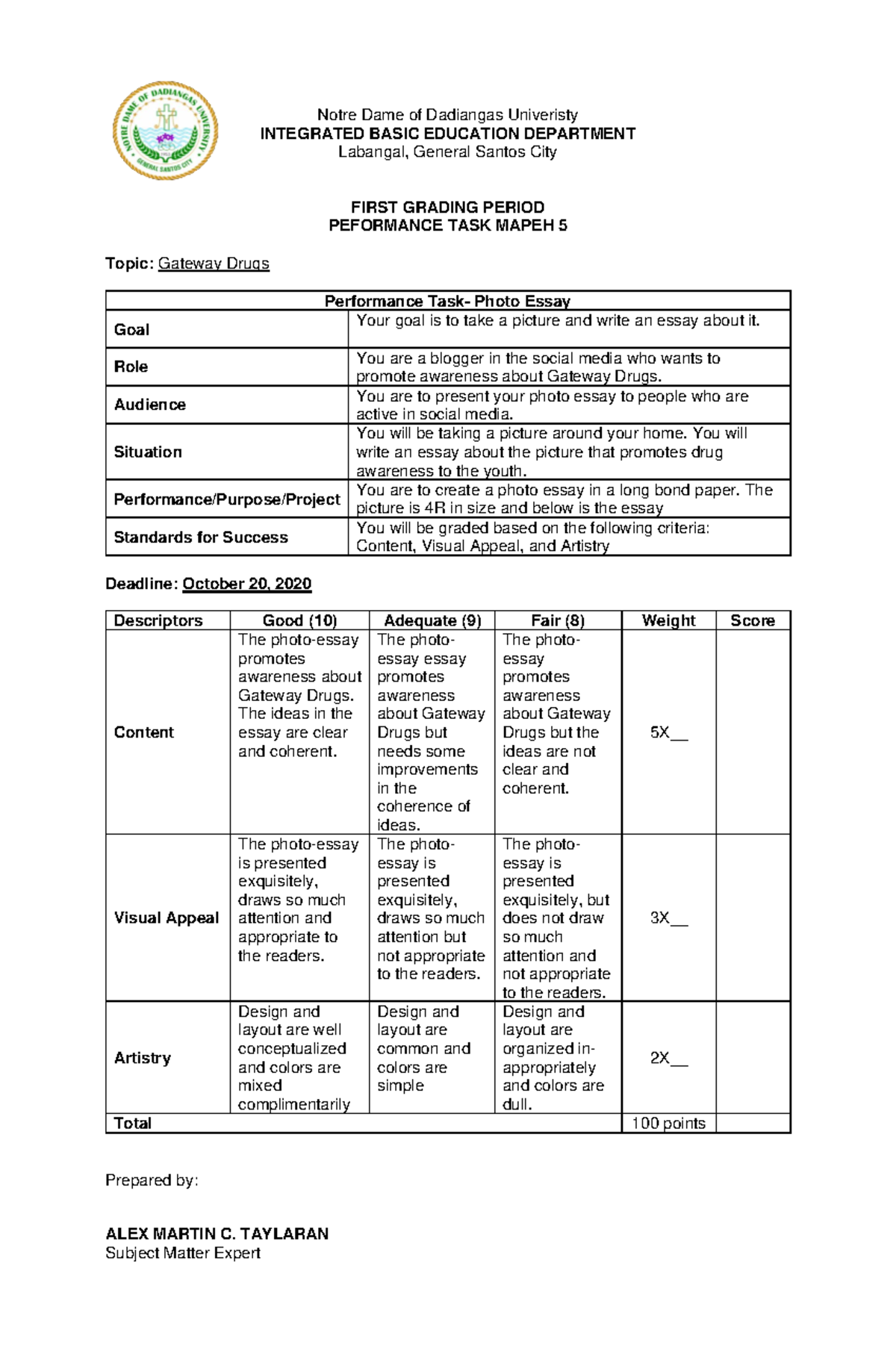 Grasps Mapeh 5 Photo Essay 1 for kids pa - Notre Dame of Dadiangas ...