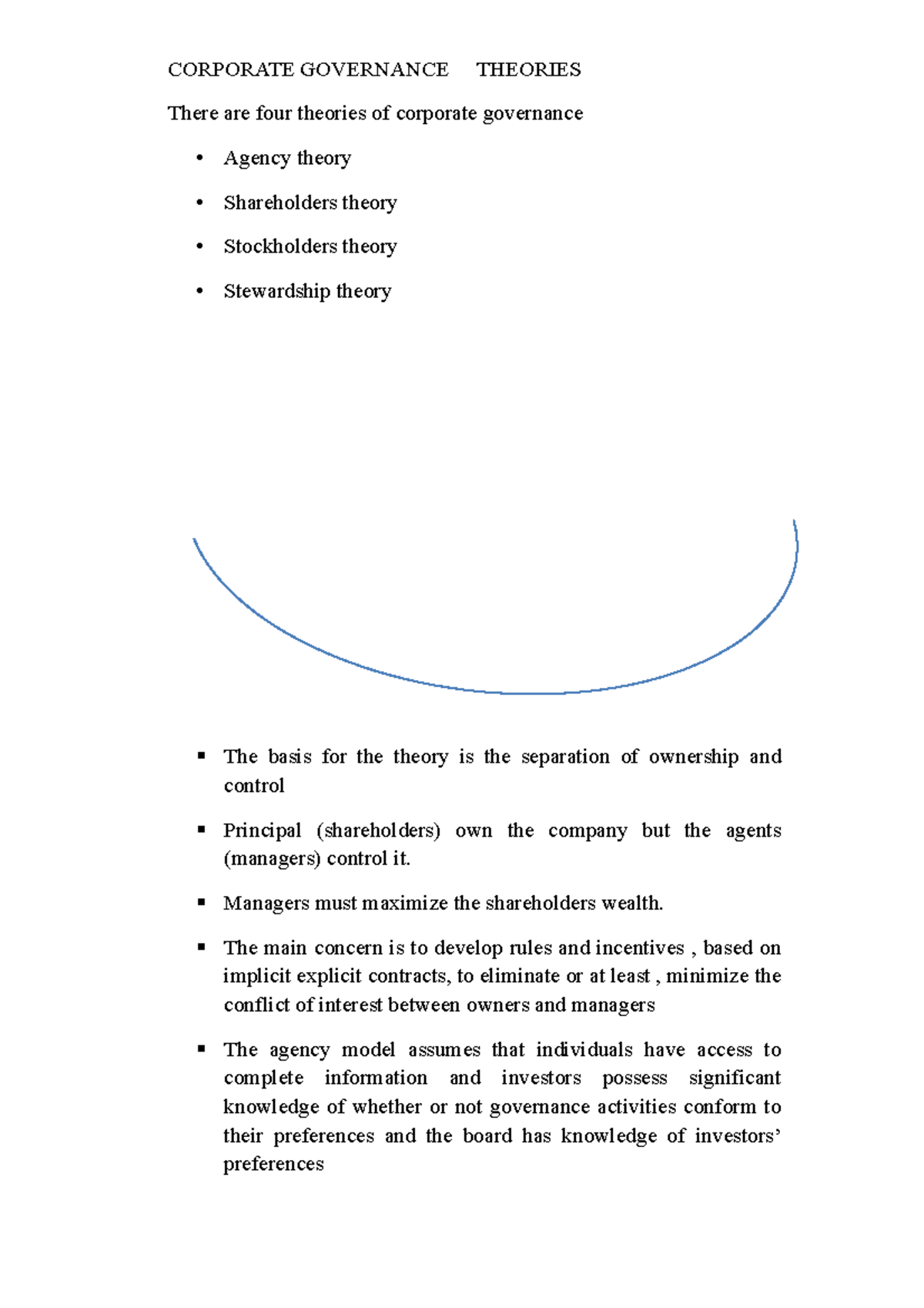 Corporate Governance Theories - CORPORATE GOVERNANCE THEORIES There are ...