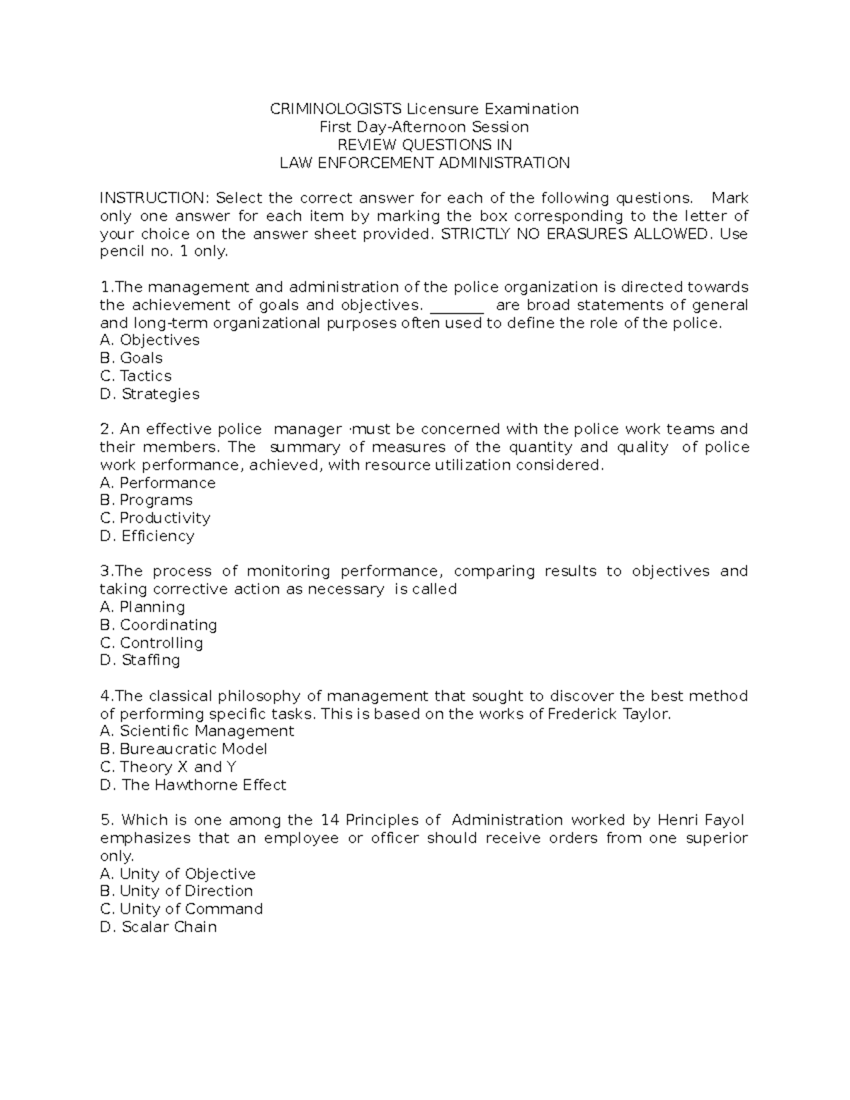 LEA-Reviewer - None - CRIMINOLOGISTS Licensure Examination First Day ...