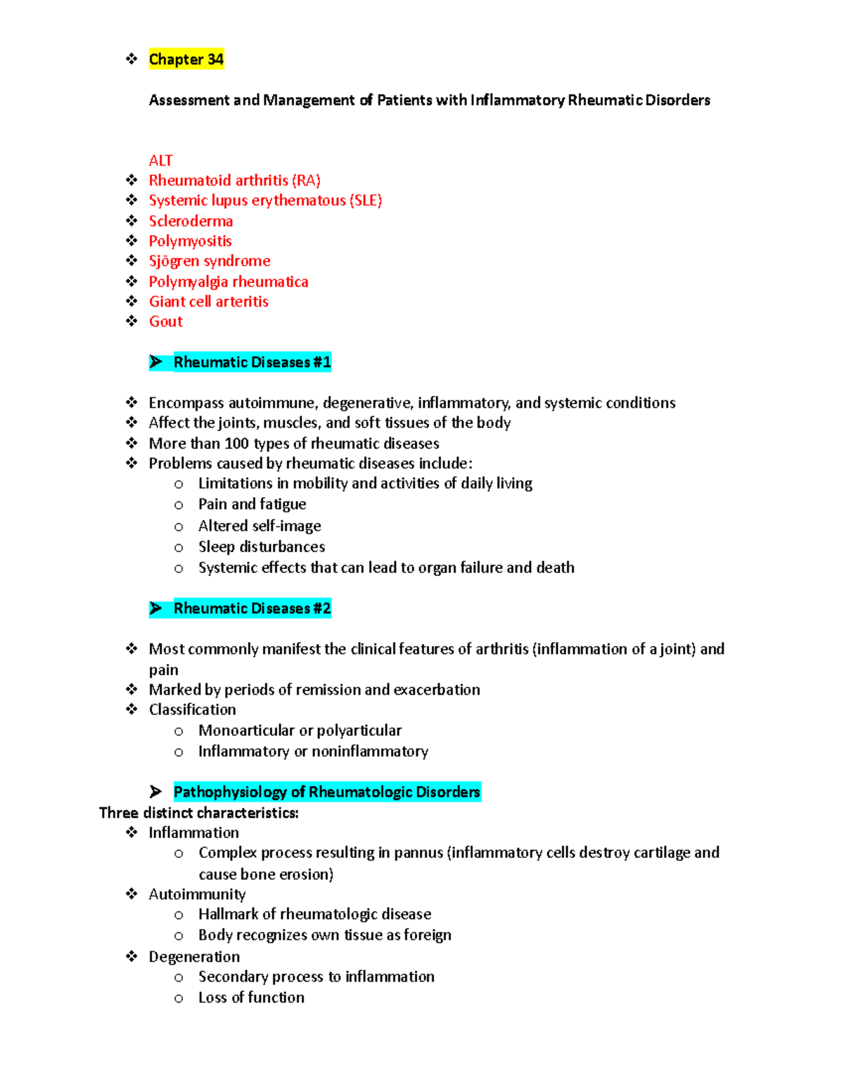 Chapter 34 - assessment and management of pt with inflammatory ...