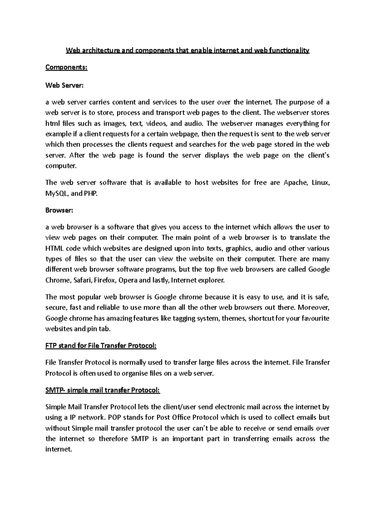 Web Development Lecture Notes 2 Web Architecture And Components