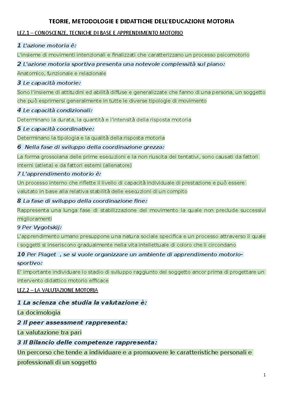 Teorie Metodologie E Didattiche DELL' Educazione Motoria - TEORIE ...