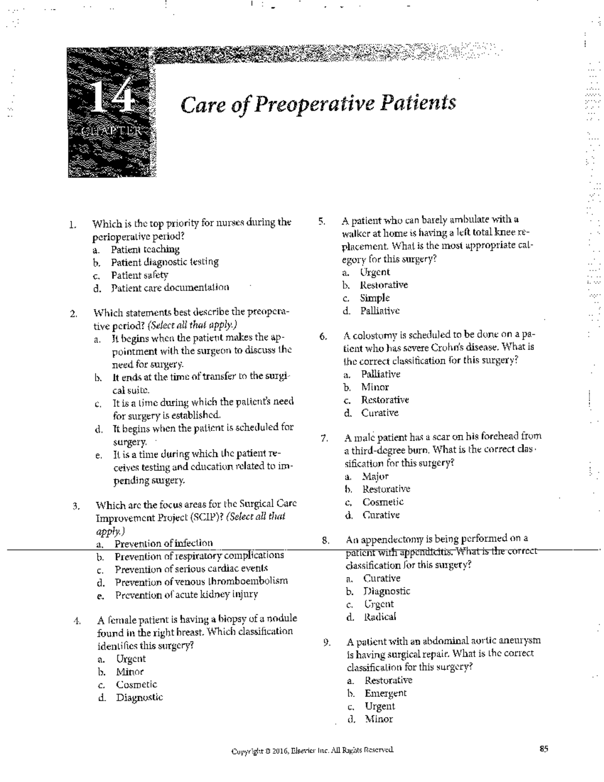 Med surg 1 care of perioperative client questions - 130 - Studocu