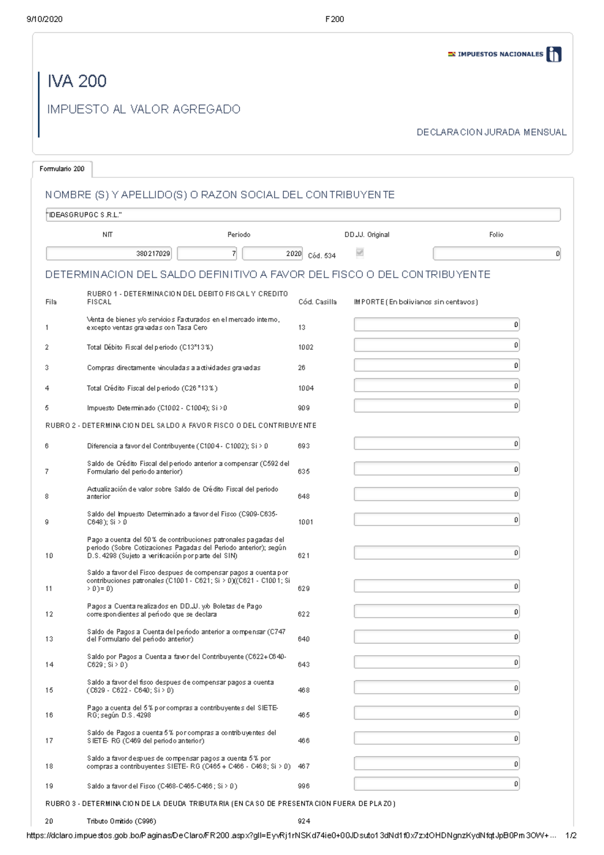Formulario-IVA-200-v3-PDF-resumido - 9/10/2020 F - StuDocu
