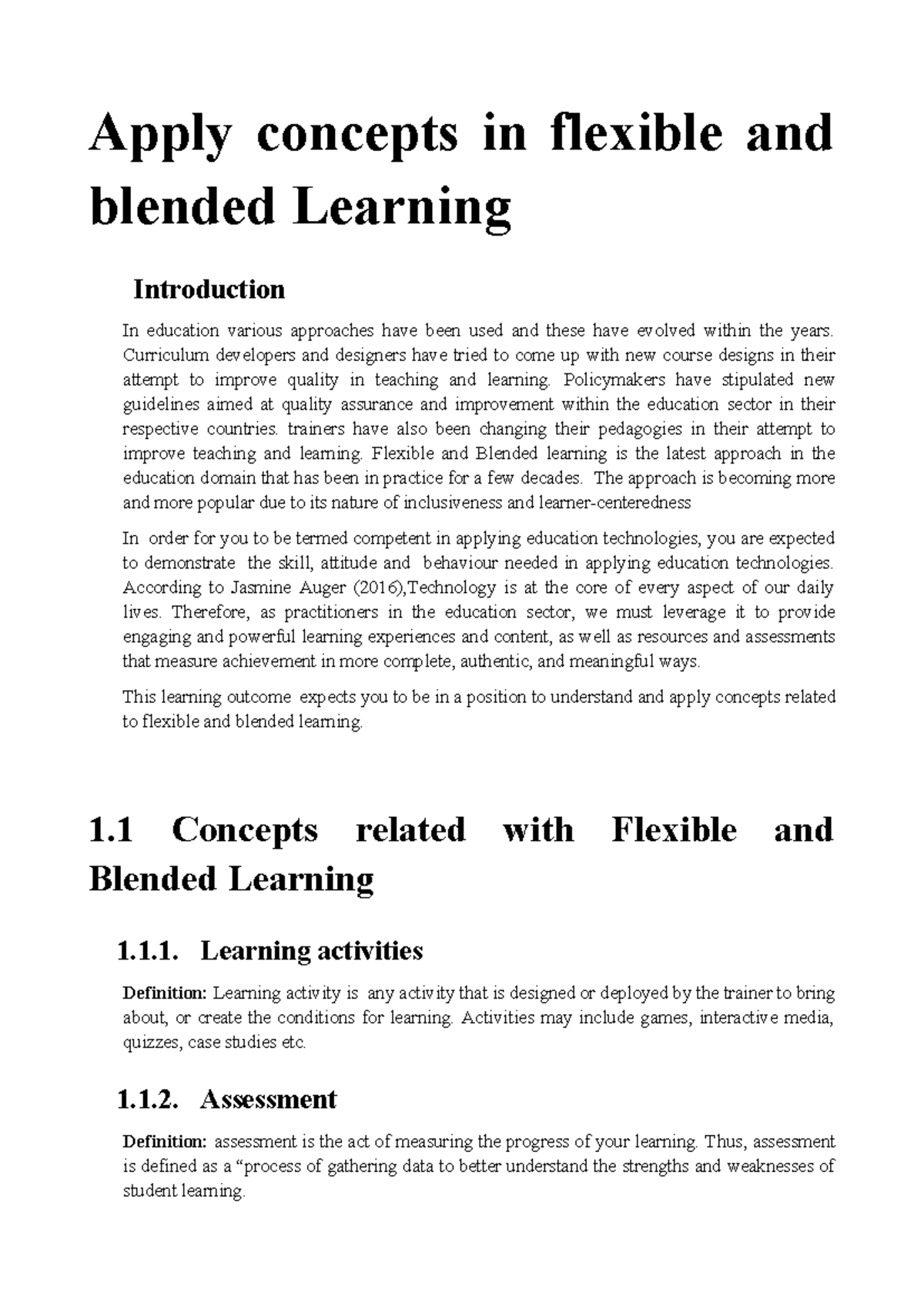 Apply concepts in flexible and blended Learning-1 - Apply concepts in ...