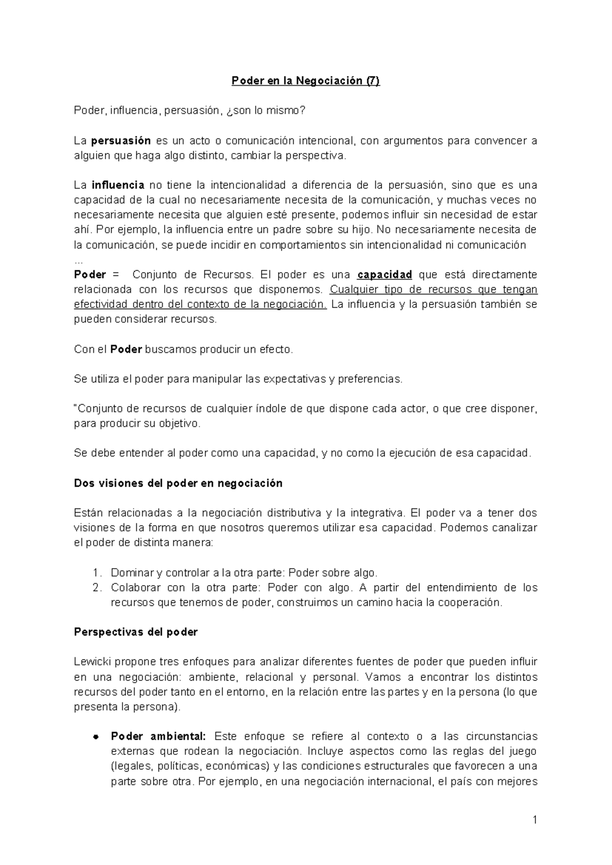 2Negociaciones - Resumen - Poder en la Negociación (7) Poder ...