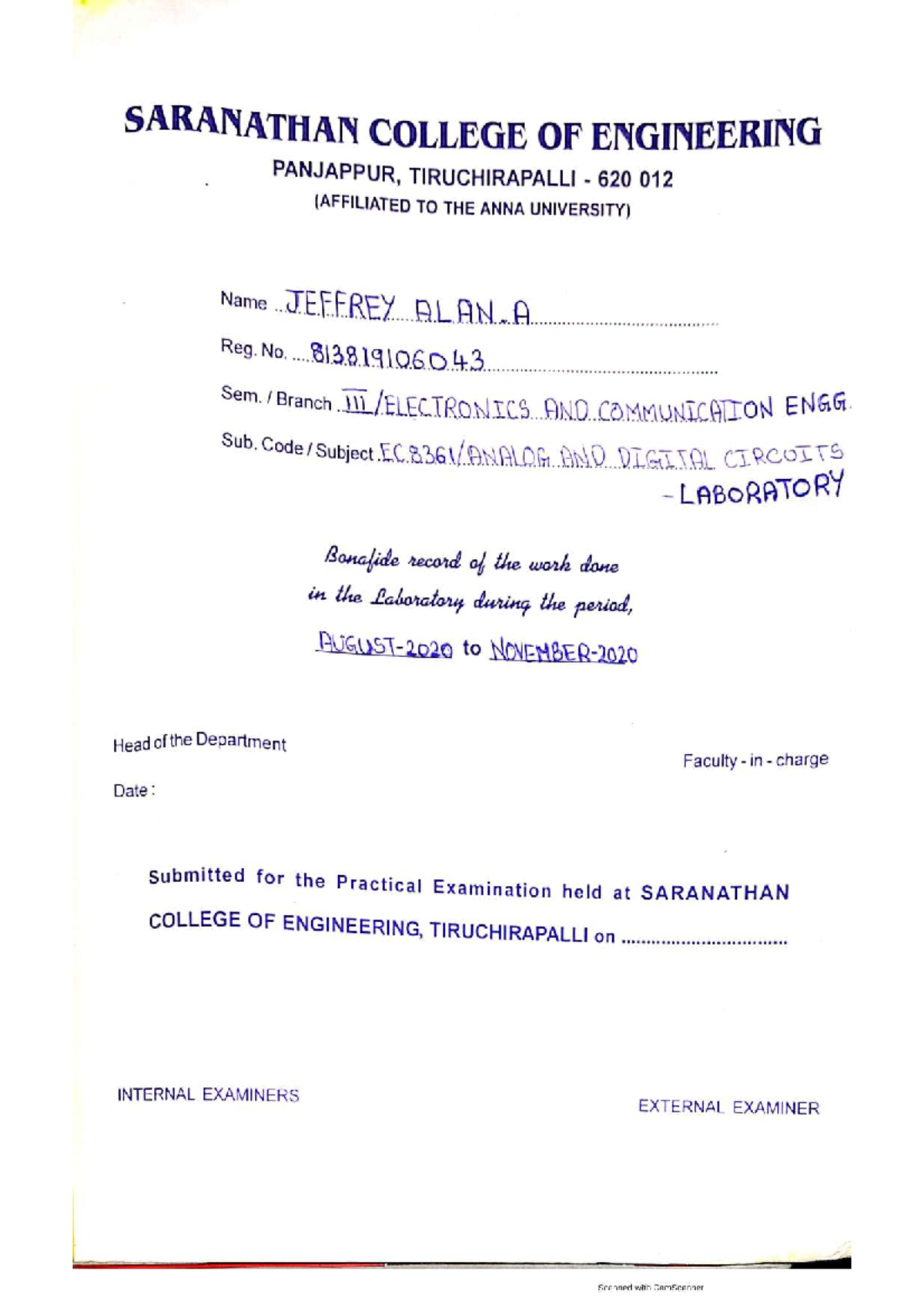 EC8361 222043 - Nil - SARANATHAN COLLEGE OF ENGINEERING PANJAPPUR ...