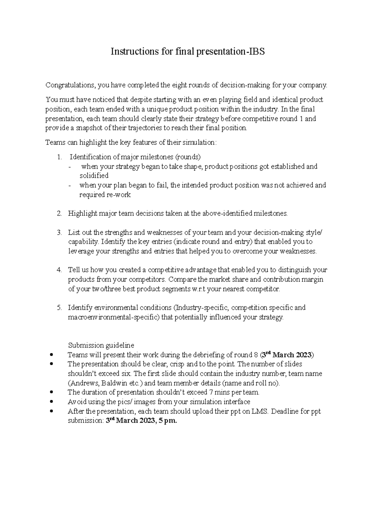 Instructions for final presentation - Instructions for final ...