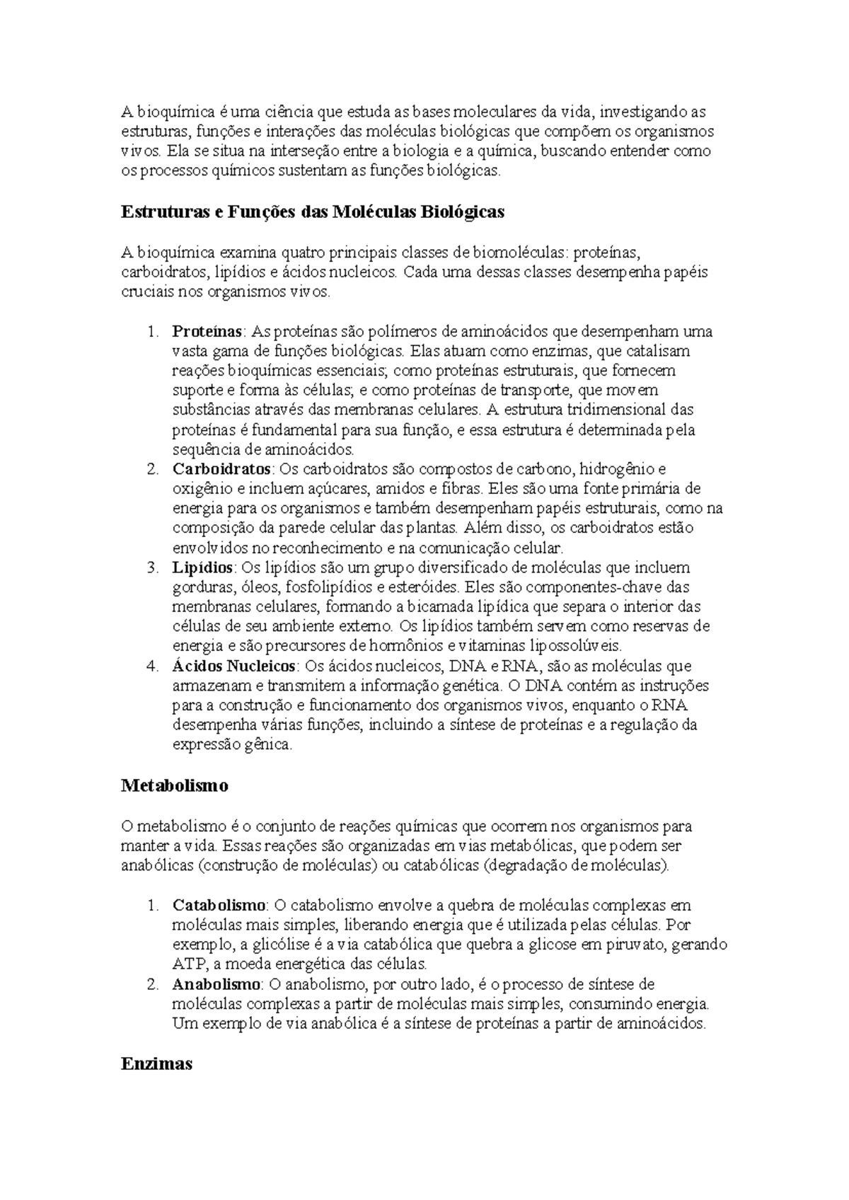Bioquimica - Resumo Bioquímica - A bioquímica é uma ciência que estuda ...